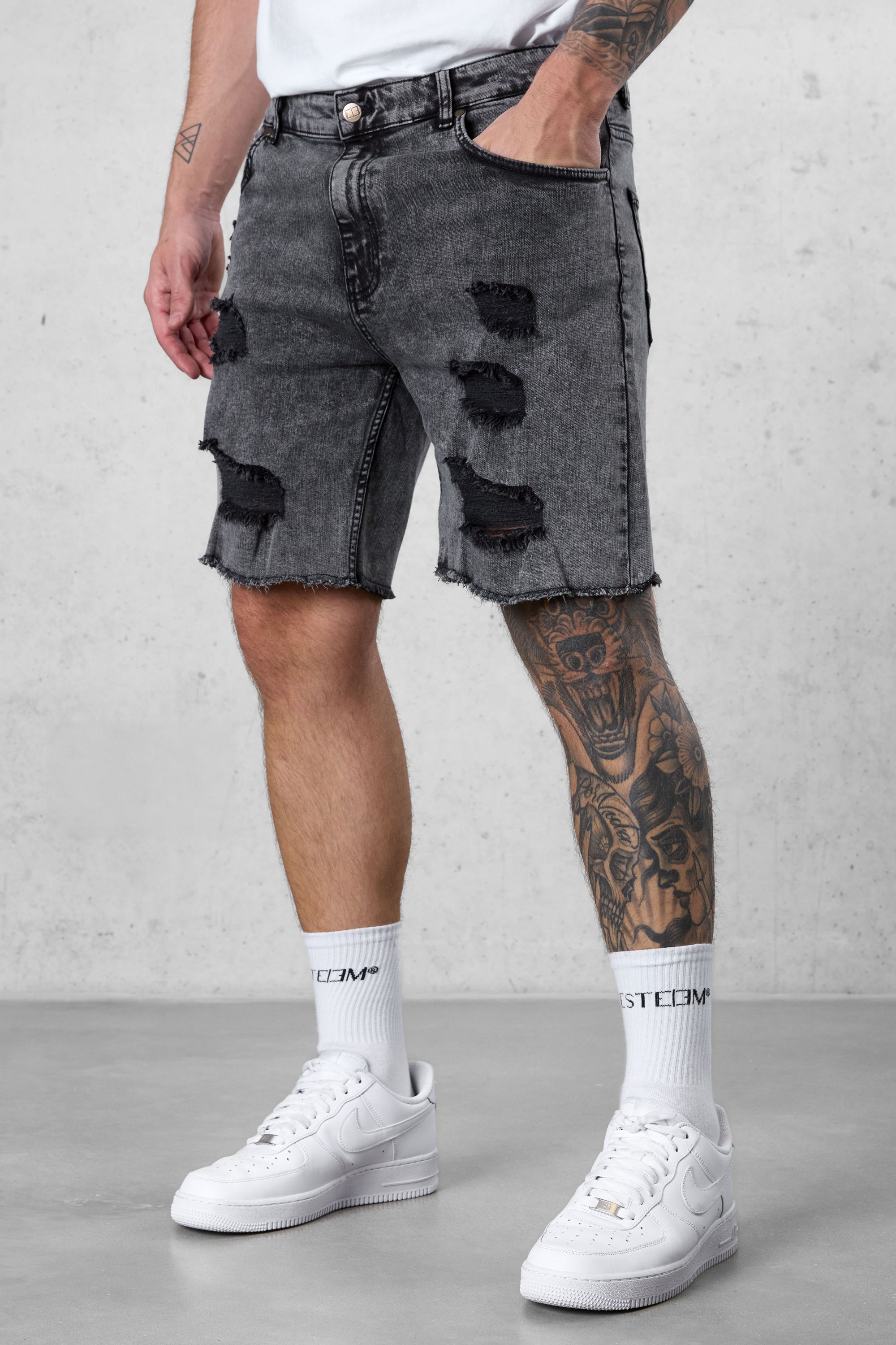 ESTEEM Jeansshorts Herren Washed Grau – ESTEEM Clothing